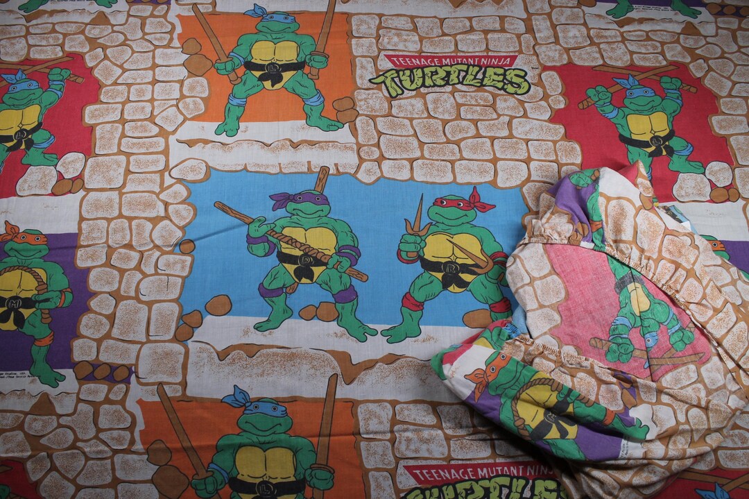 Vintage Teenaged Mutant Ninja Turtles 1990 TMNT Themed Bed Sheet Set ...