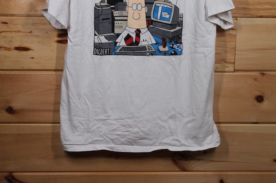 Vintage Dilbert Scott Adams Cartoon White Single Stit… - Gem