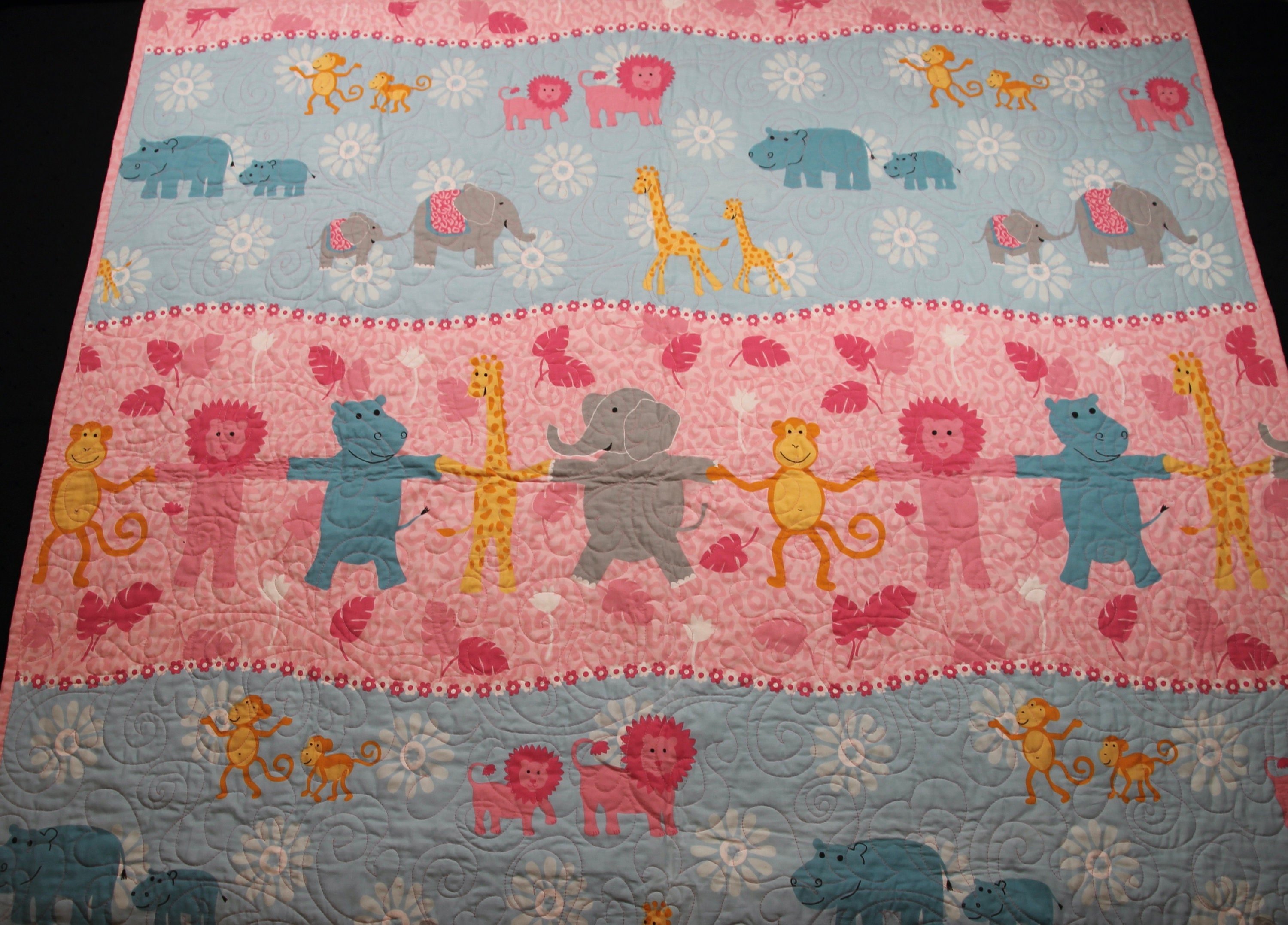 Vintage Pink Zoo Animals Baby Crib Blanket Quilt - Etsy
