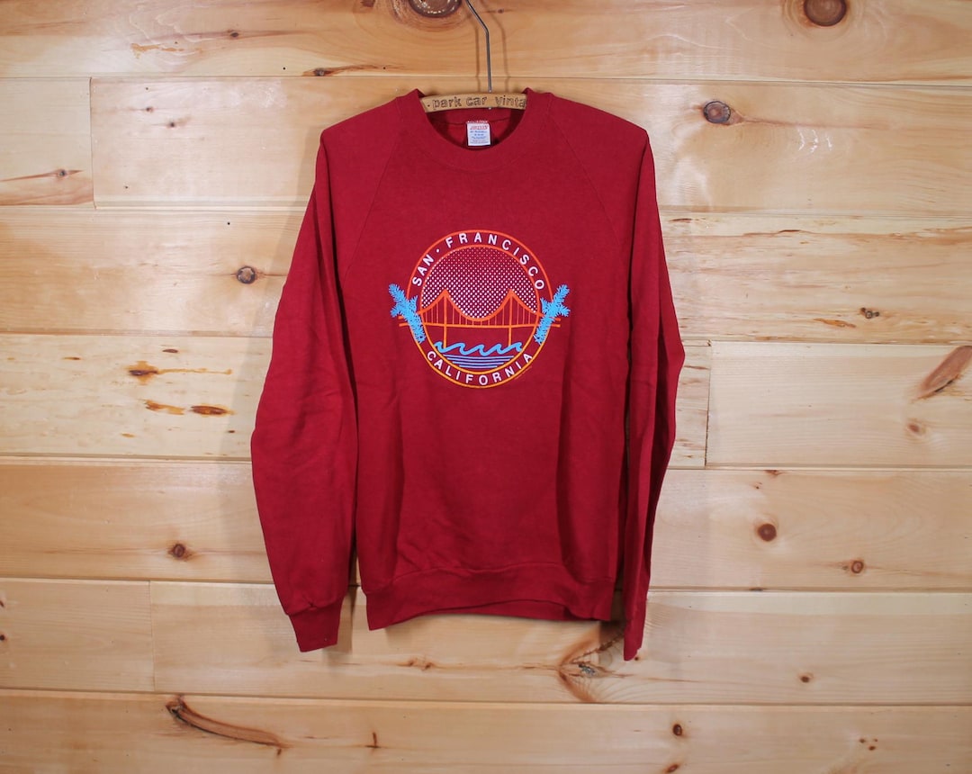 Vintage San Francisco 1985 Golden Gate Bridge Red Sweatshirt Adult Size ...