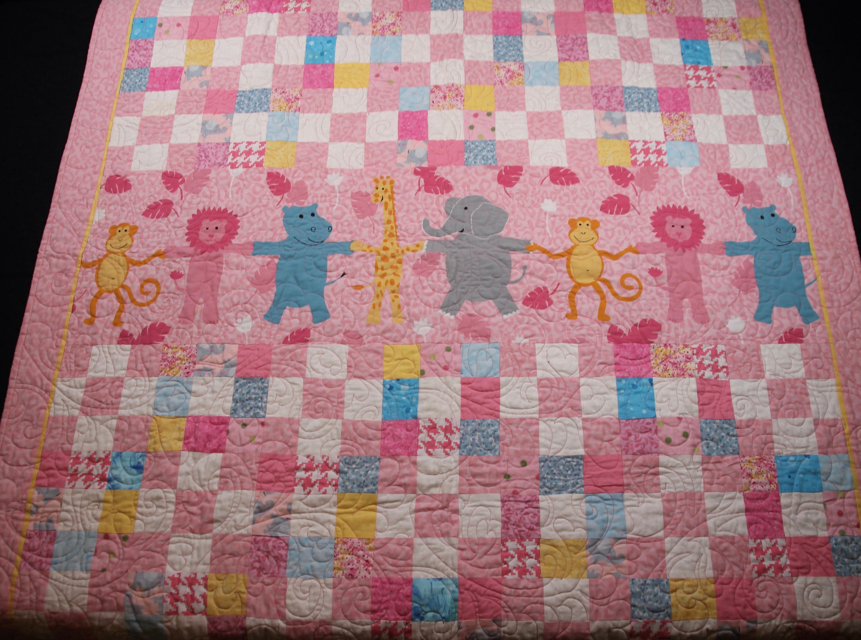 Vintage Pink Zoo Animals Baby Crib Blanket Quilt - Etsy