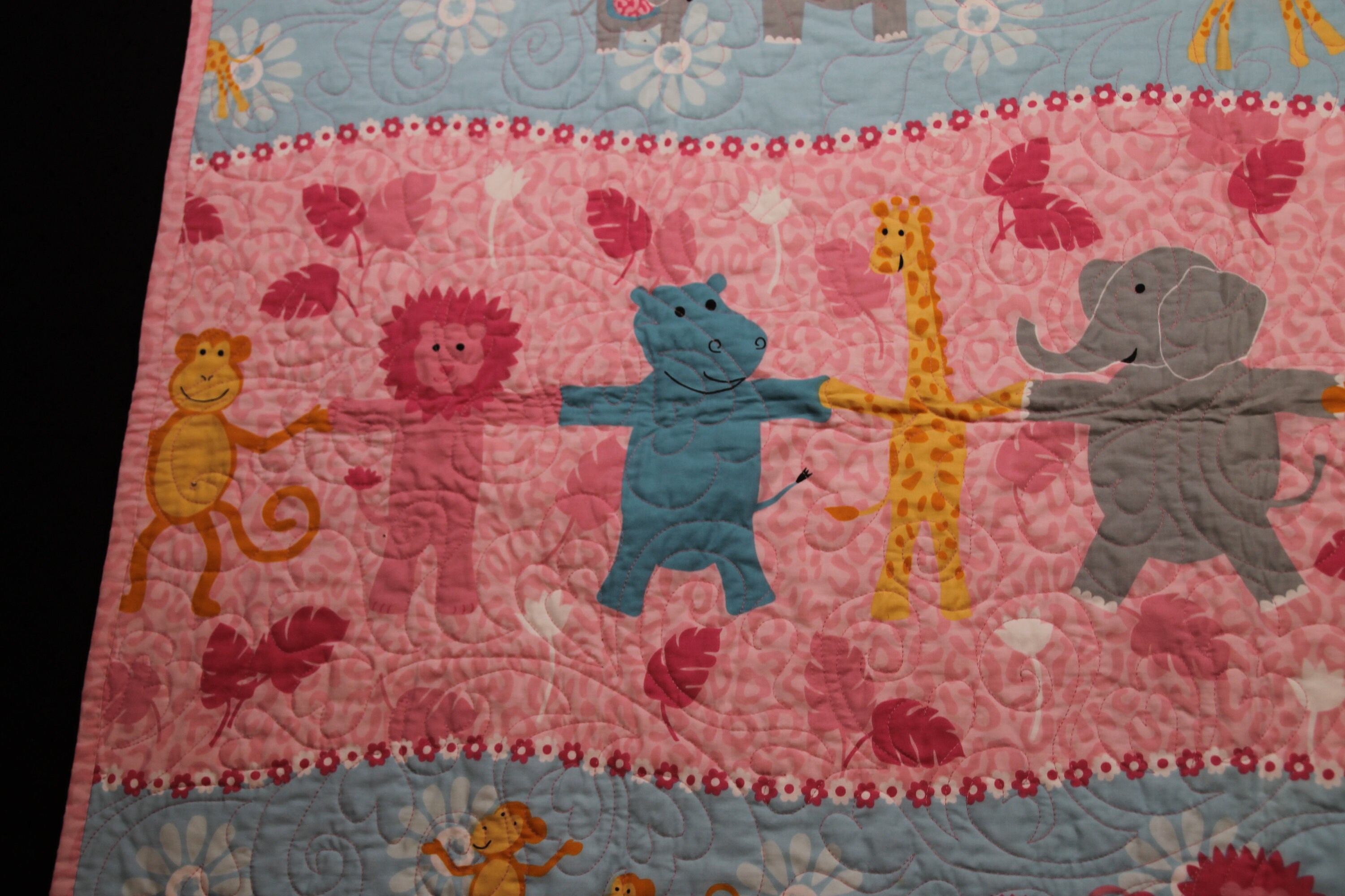 Vintage Pink Zoo Animals Baby Crib Blanket Quilt - Etsy