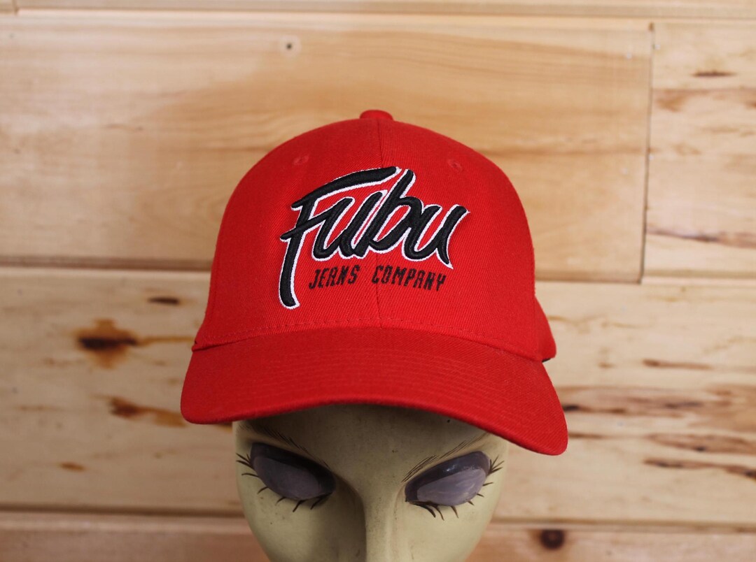 Vintage FUBU Jeans Company Red Script Flexfit Hat Adjustable Adult Size M - Etsy