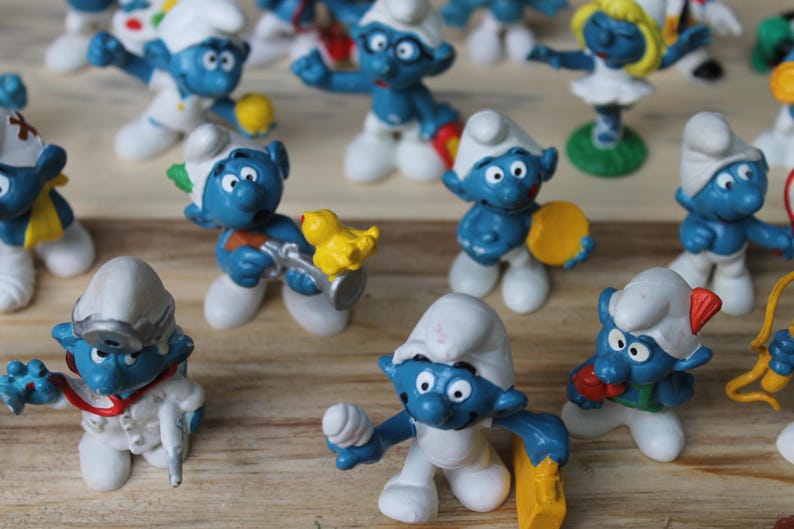 Vintage Lot of 30 Smurf PVC Plastic Figures Peyo Mixed Lot of ...