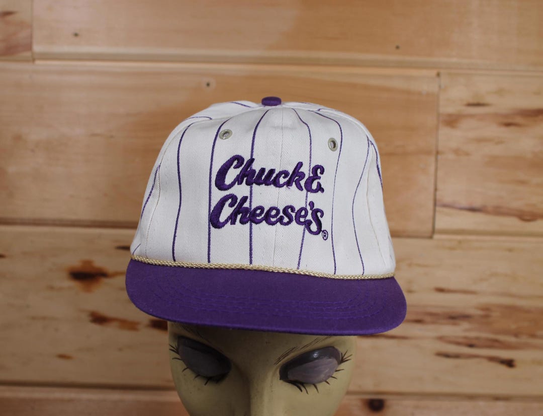 Vintage Chuck E Cheese's Purple and White Pinstripe Snapback Hat ...