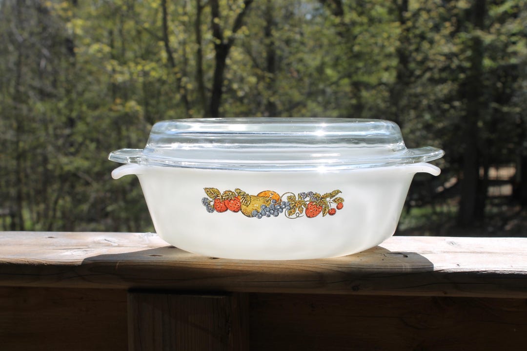 Vintage Fire King Nature's Bounty Pattern Casserole Dish With Lid ...