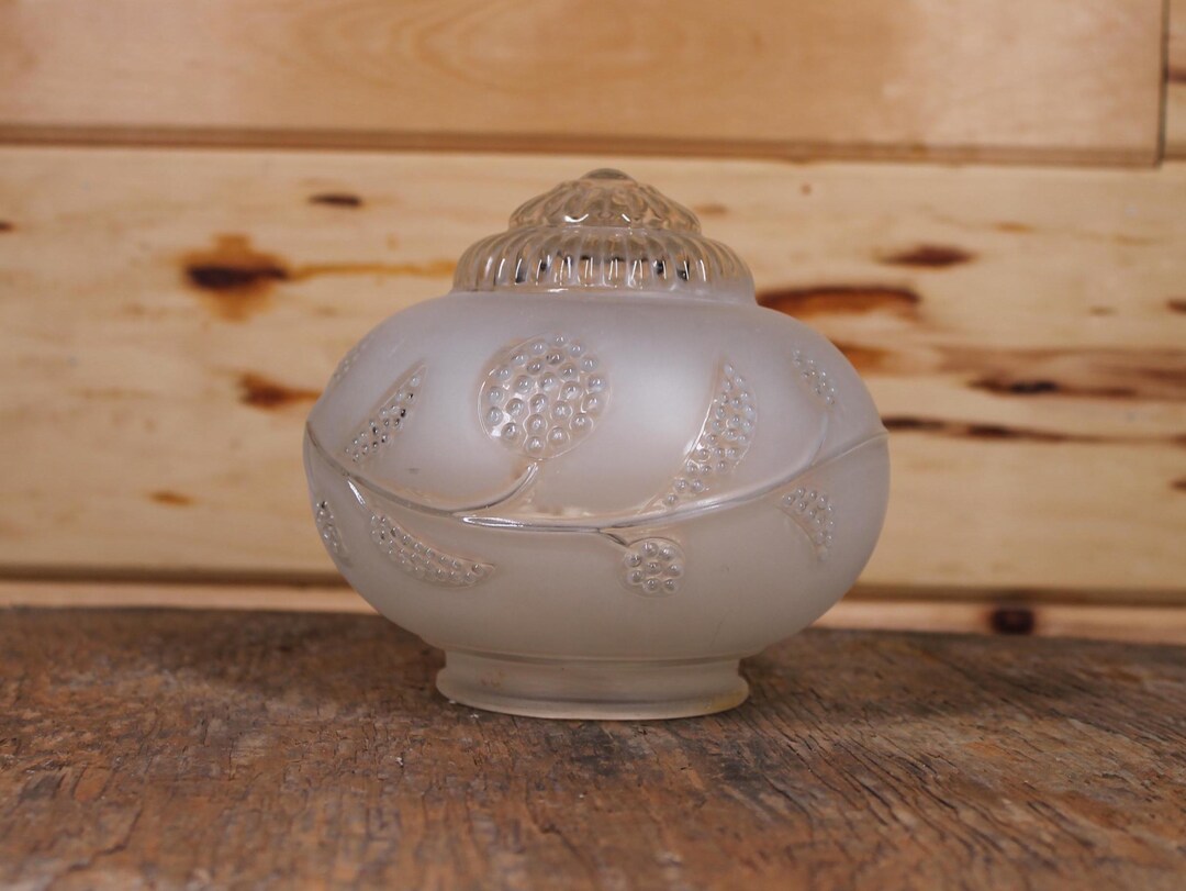 Vintage Frosted Flower Leaf Glass Light Fixture Cover Shade - Retro ...