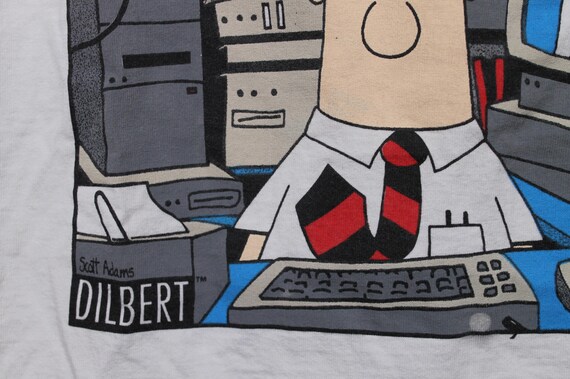 Vintage Dilbert Scott Adams Cartoon White Single Stit… - Gem