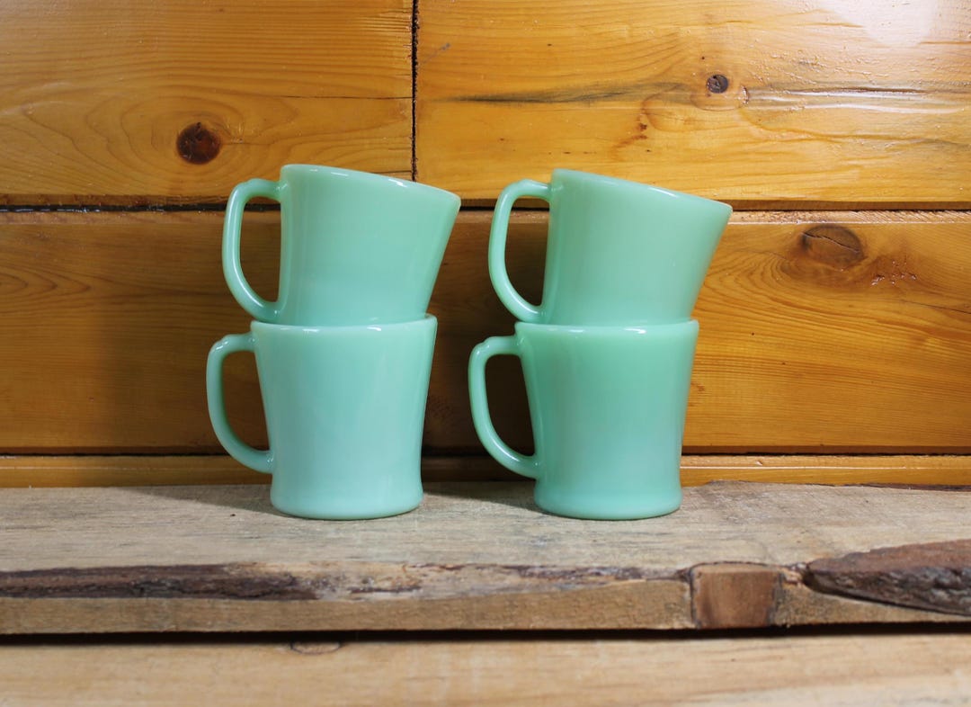 Vintage Lot of 4 Fire King Jadeite Green Restaurant Ware D Handle ...