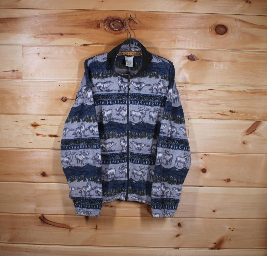 Vintage Northern Elements Wildlife Nature Fleece Full Zip Light Jacket Adult Size Medium - Etsy