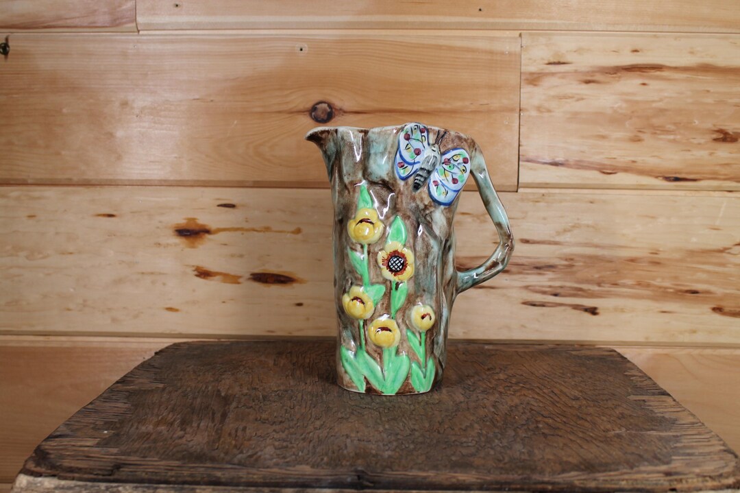 Vintage E. Radford Butterfly Ware Art Deco Pitcher Jug Vase Hand ...
