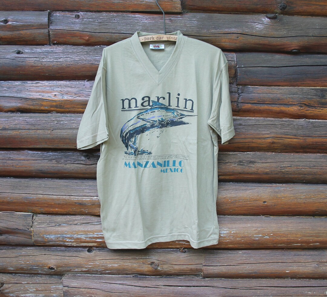 Vintage Marlin Manzanillo Mexico Fish Fishing V-neck Nature Wildlife ...