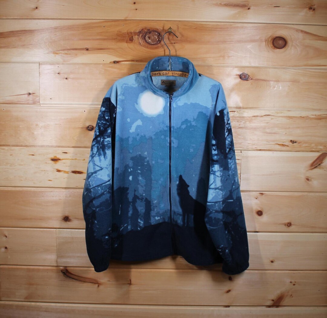 Vintage Mountain Ridge Howling Wolves Wolf Fleece Full Zip Sweatshirt ...
