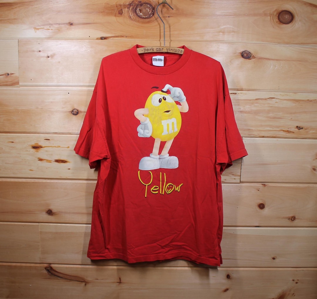Vintage Yellow M&M Chocolate Candy Promotional Red T-shirt Adult Size ...