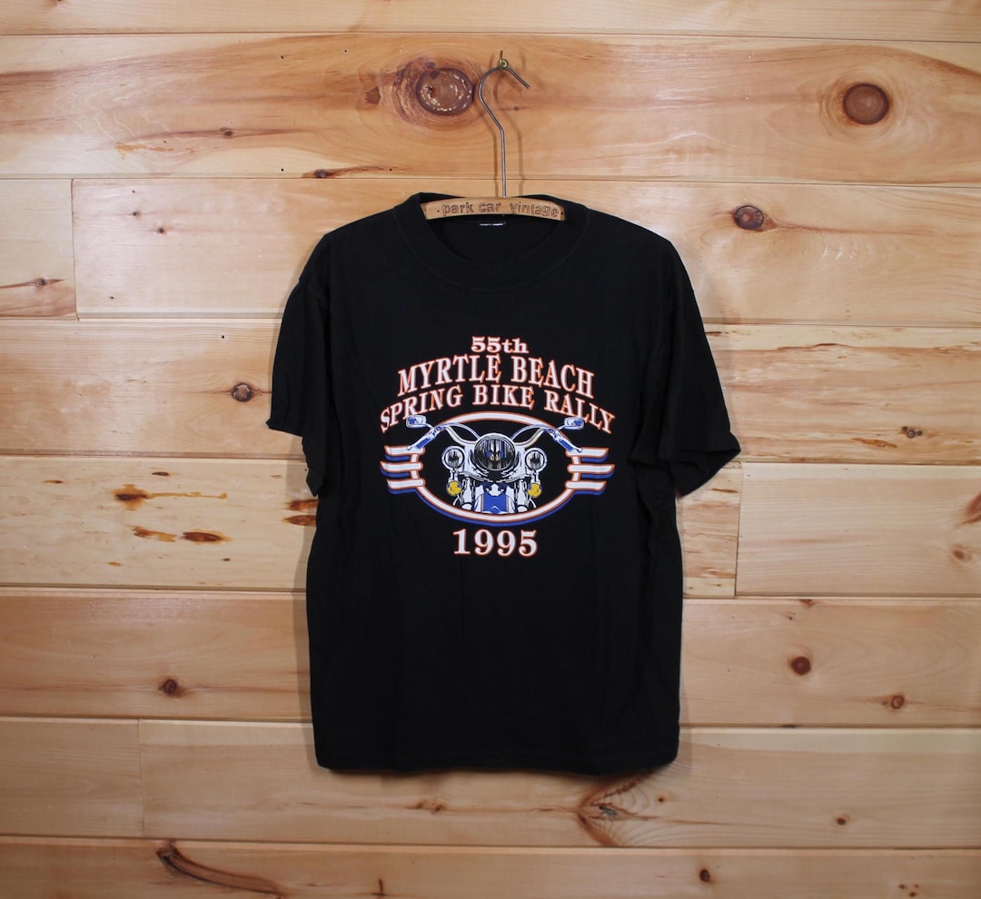 Vintage 1995 Myrtle Beach Spring Break Motorcycle Biker Rally Black Single Stitch T-shirt Adult ...