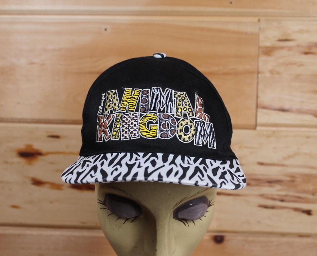 Vintage Disney Animal Kingdom Zebra Print Brim Strapback Hat Adjustable ...