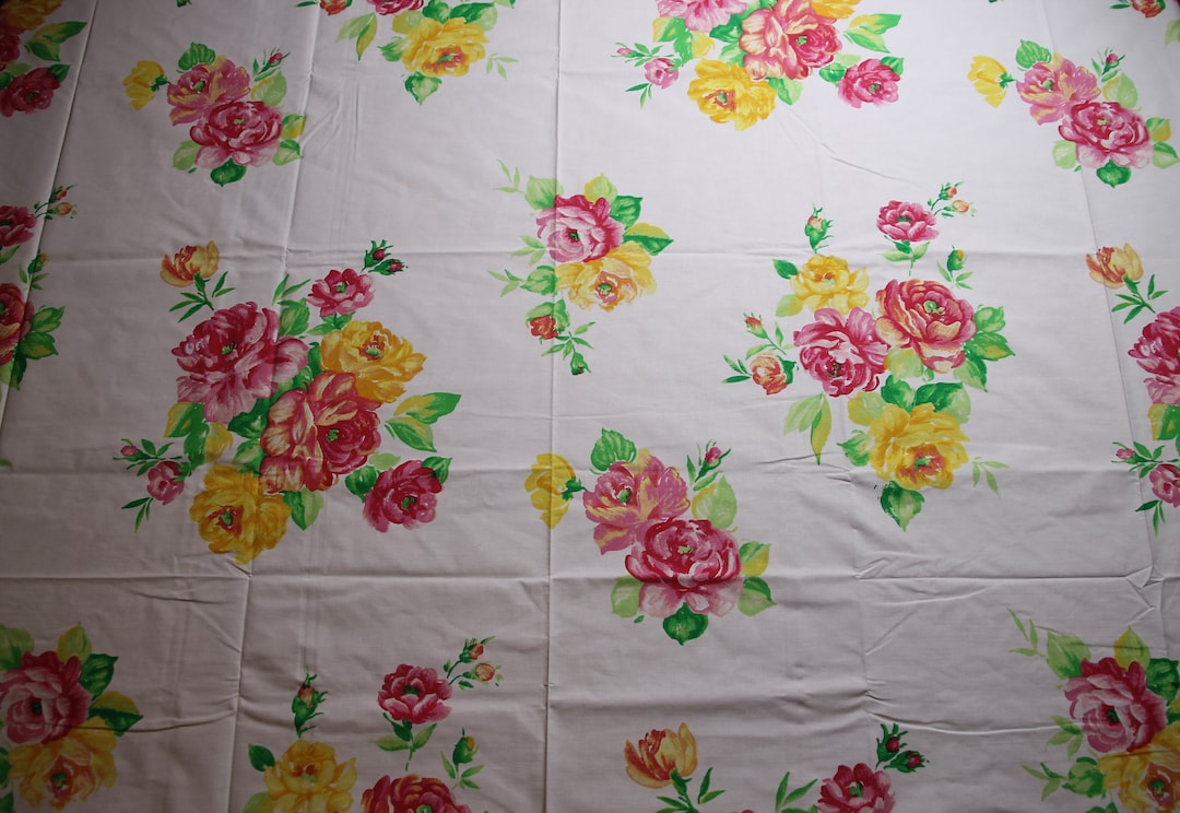 Vintage Westpoint Stevens Twin Flat Flower Floral All Over Pattern Bed ...