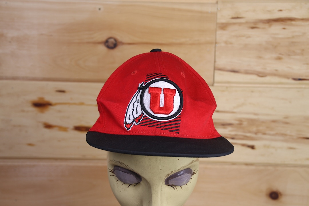 Vintage Sample University of Utah Utes Zephyr Red Snapback Hat ...