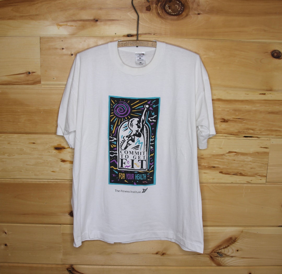 Vintage Commit to Get Fit for Your Health Fitness White Single Stitch T-shirt Adult Size XL - Etsy