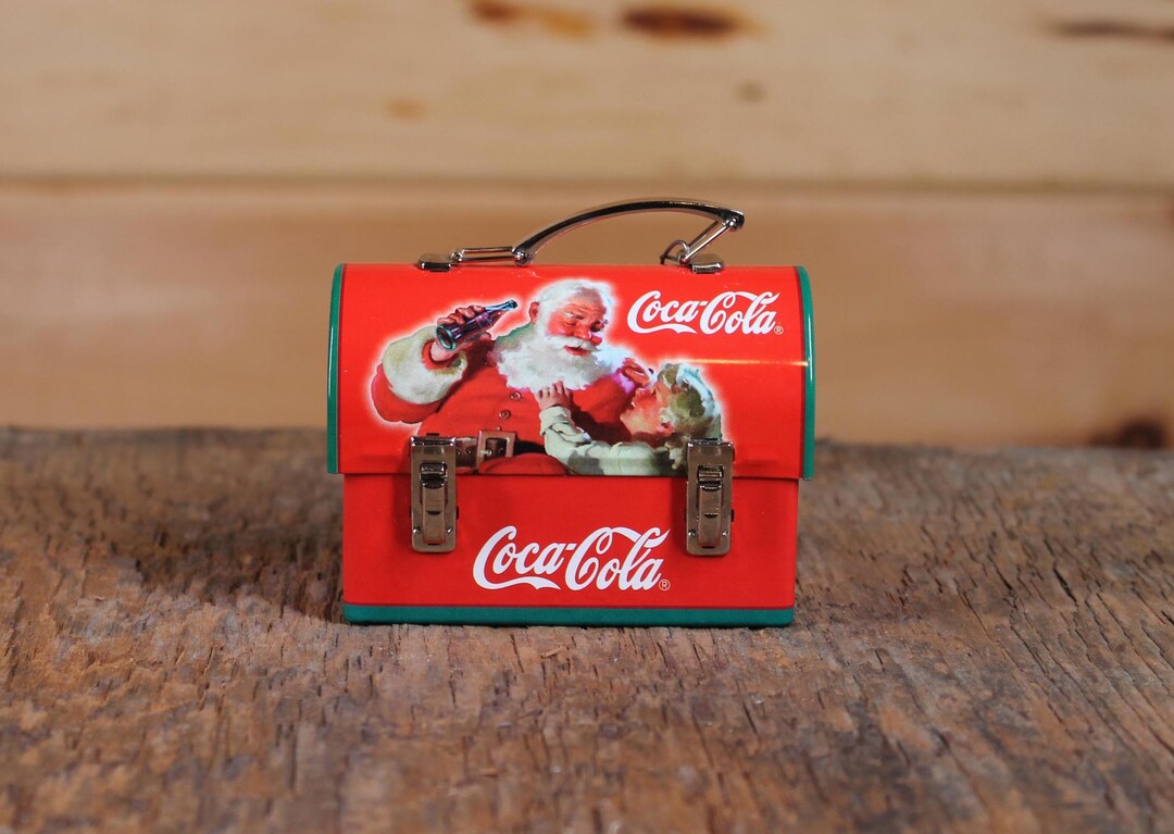 Vintage 2004 Coca-cola Mini Santa Lunch Box Metal Christmas Tree ...