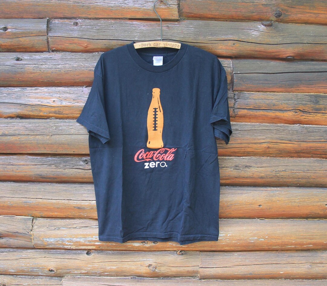 Vintage Coca-cola Coke Zero Football Bottle Black T-shirt Adult Size ...
