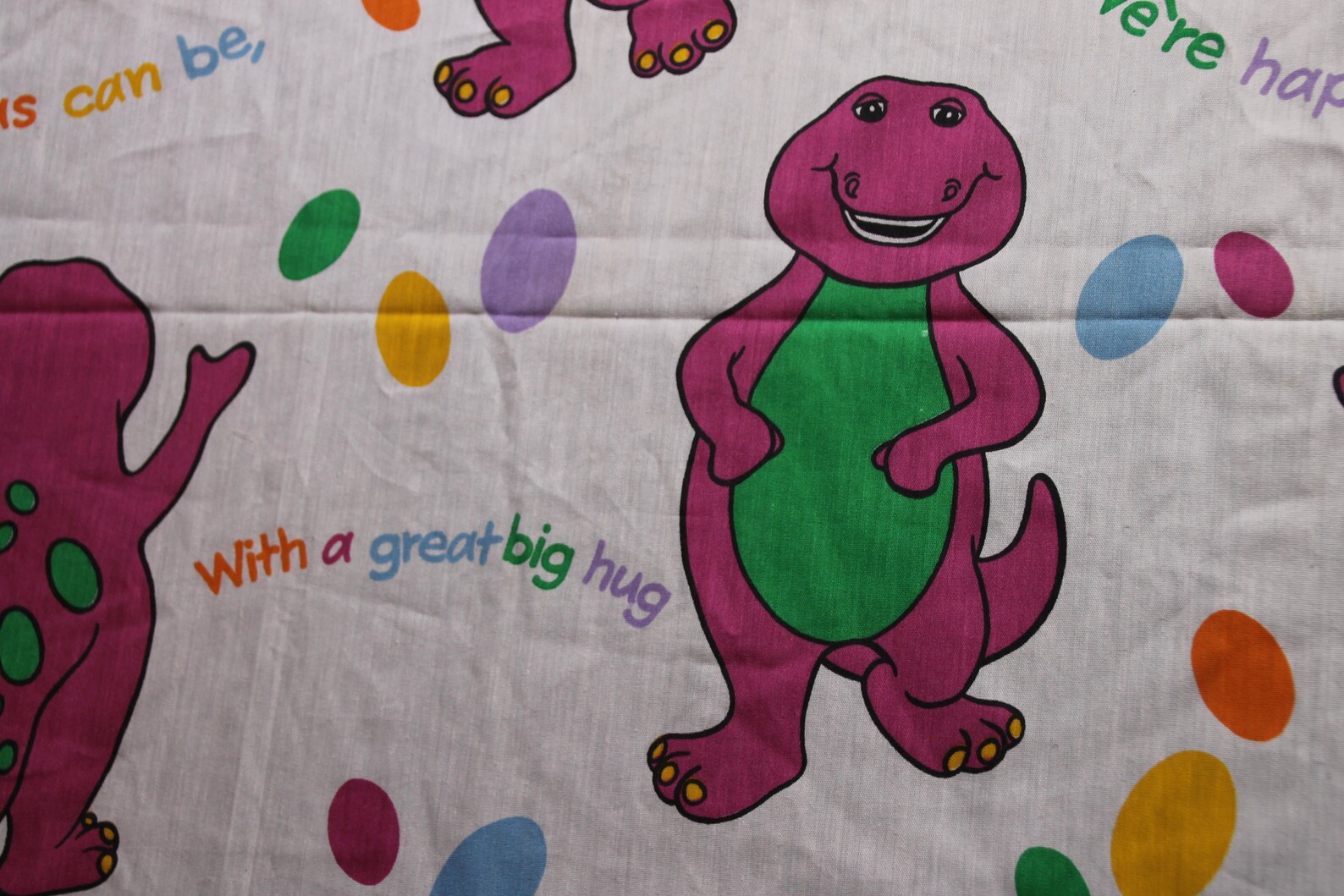 Vintage 1992 Barney the Dinosaur Full Flat Themed Bedding Bed Sheet - Etsy
