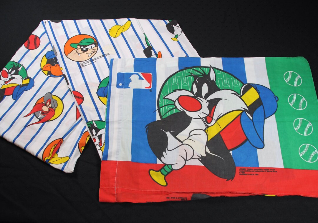 Vintage 1994 Looney Tunes Cartoon MBL Baseball Theme Pillowcase and ...