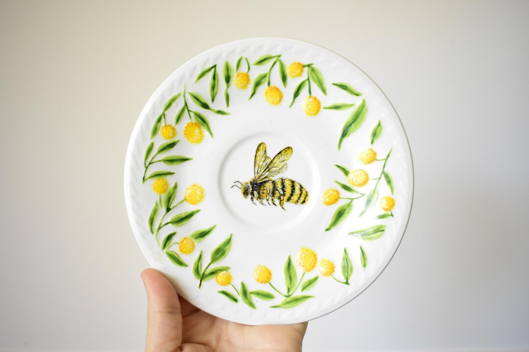 Honey Bee Plate Wall Display for Kitchen Decor, Hand-painted by ...