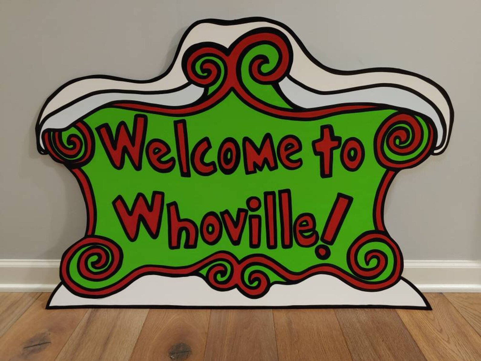 FOAMBOARD - WHOVILLE SIGN- (green and Red) Inspired by the Grinch ...