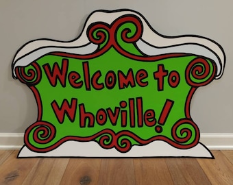 FOAMBOARD WHOVILLE SIGN pinks Inspired by the Grinch | Etsy