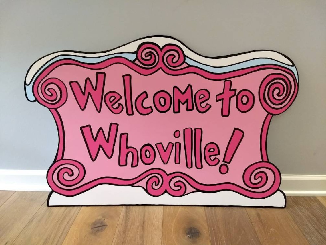 FOAMBOARD WHOVILLE SIGN pinks Inspired by the Grinch - Etsy