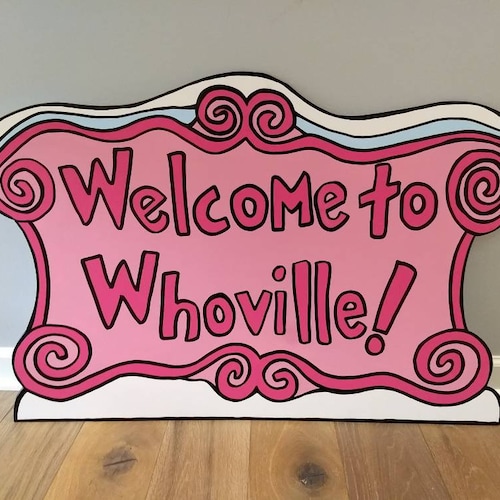 FOAMBOARD WHOVILLE SIGN pinks Inspired by the Grinch | Etsy