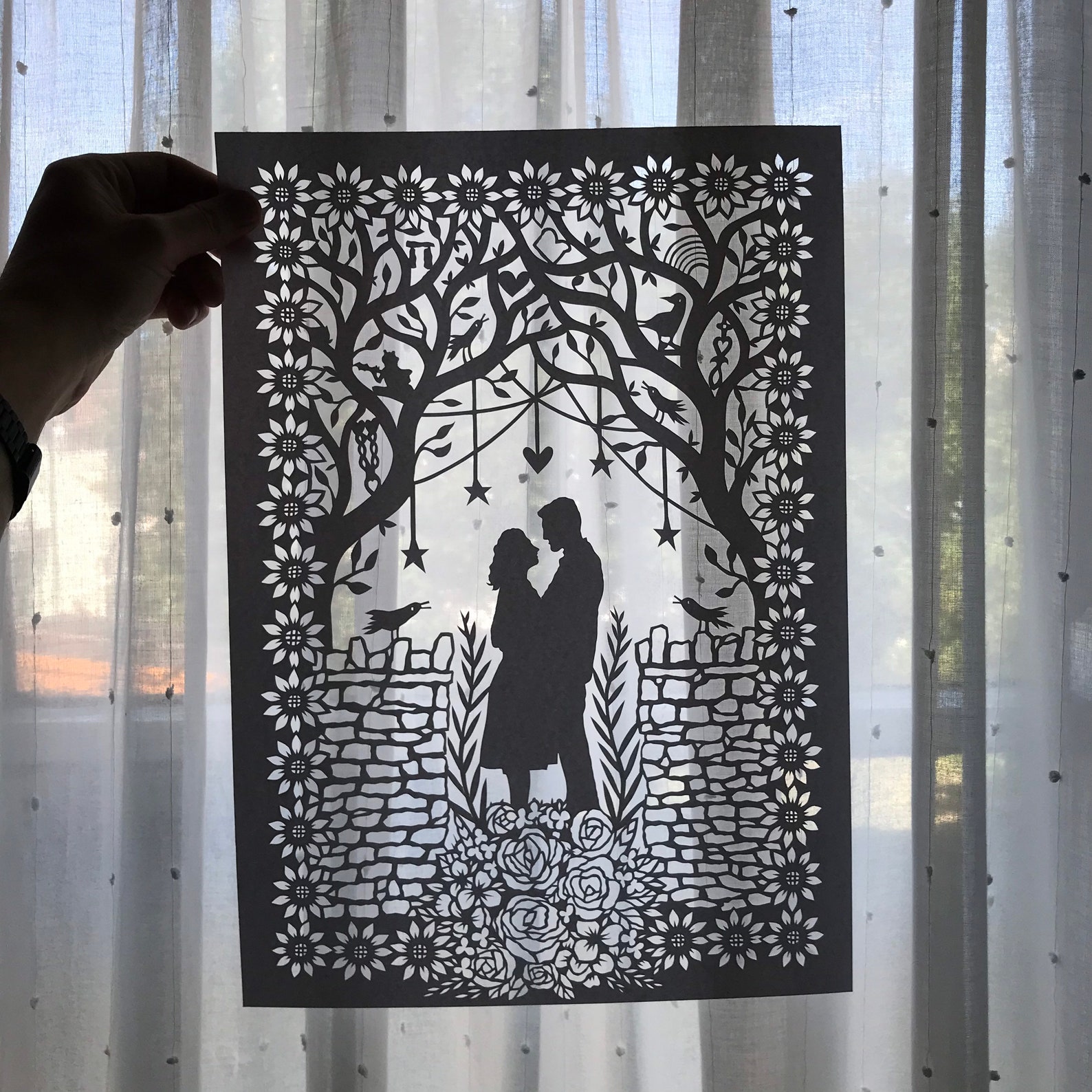 Personalised Custom Wedding Anniversary Floral Papercut Gift - A5-A4-A3 ...