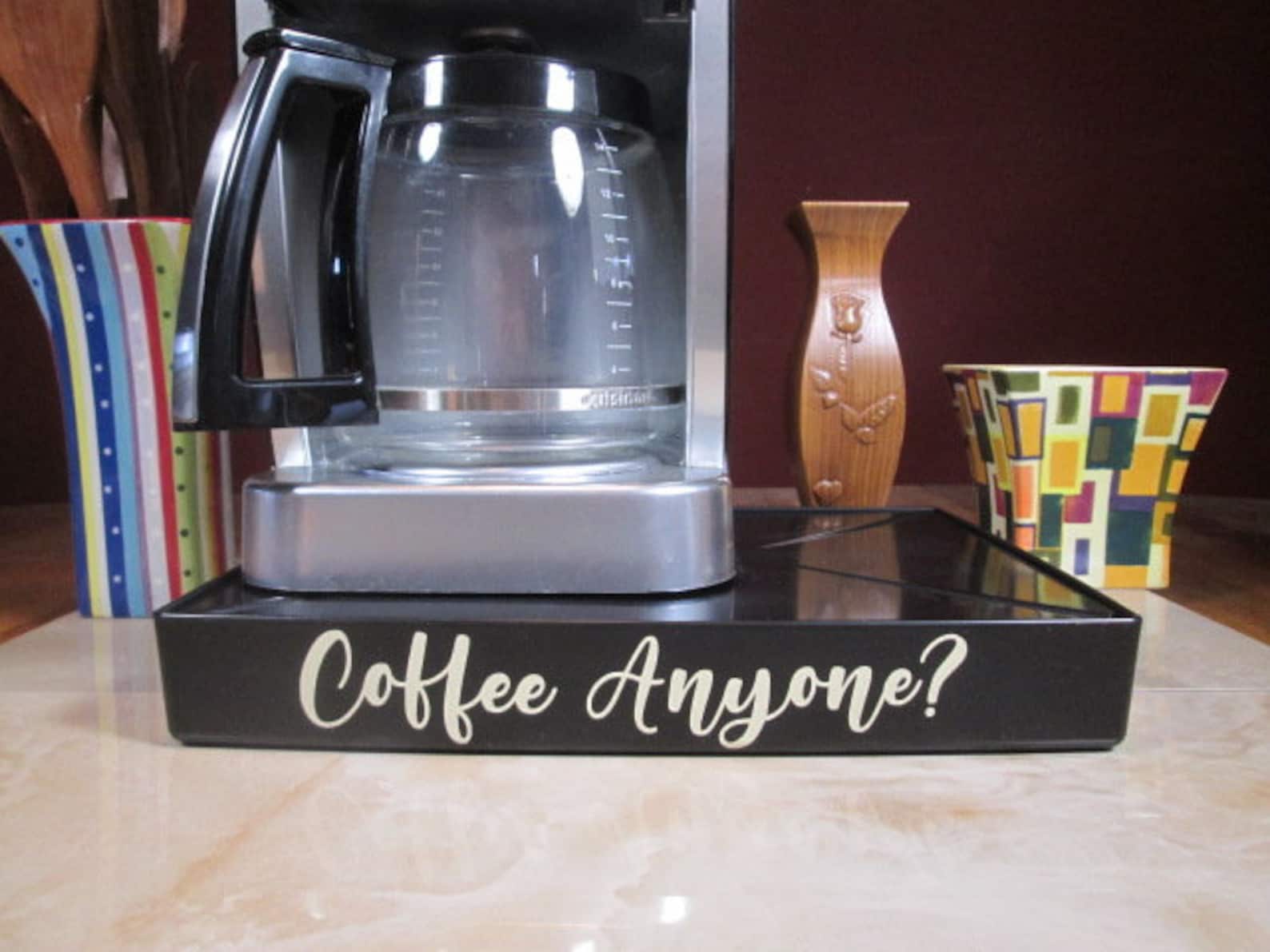 Coffee Maker Overflow Deck Station With Words Applied in Vinyl, Perfect ...