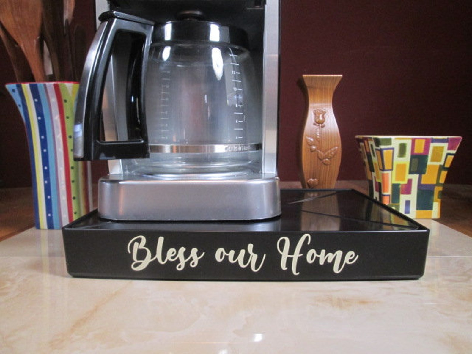 Coffee Maker Overflow Deck Station With Words Applied in Vinyl, Perfect ...