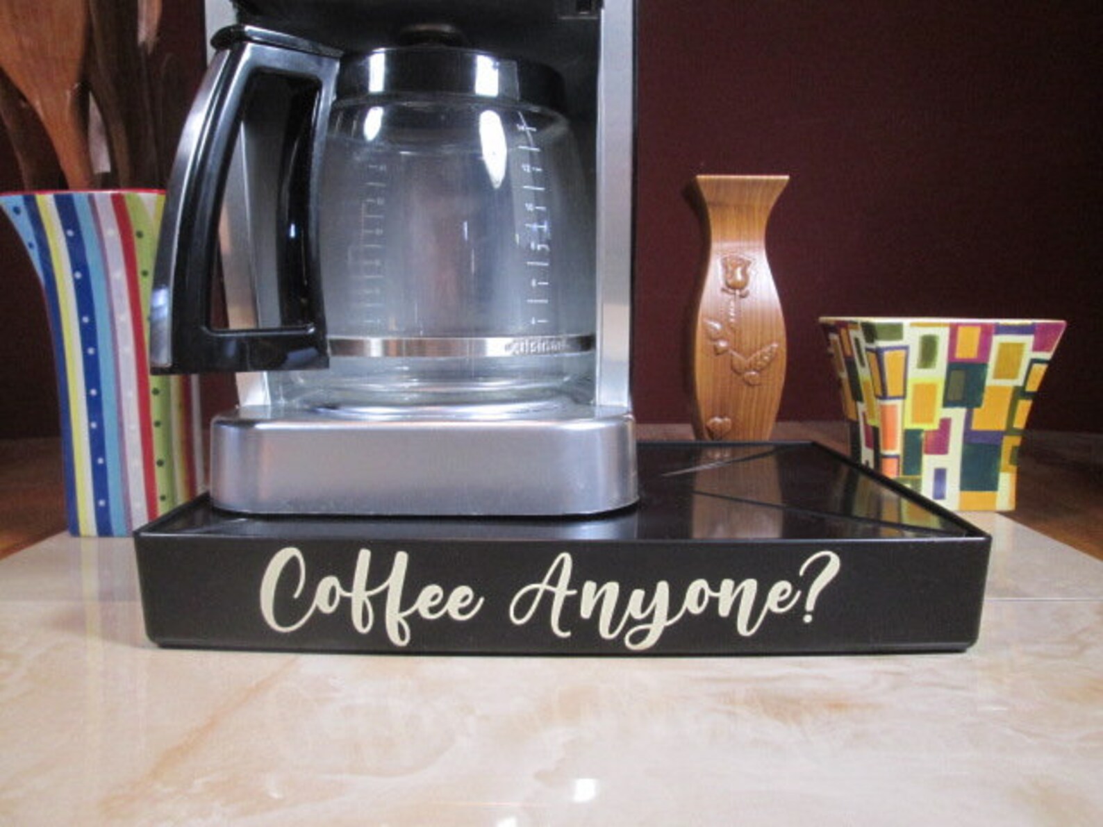 Coffee Maker Overflow Deck Station With Words Applied in Vinyl, Perfect ...
