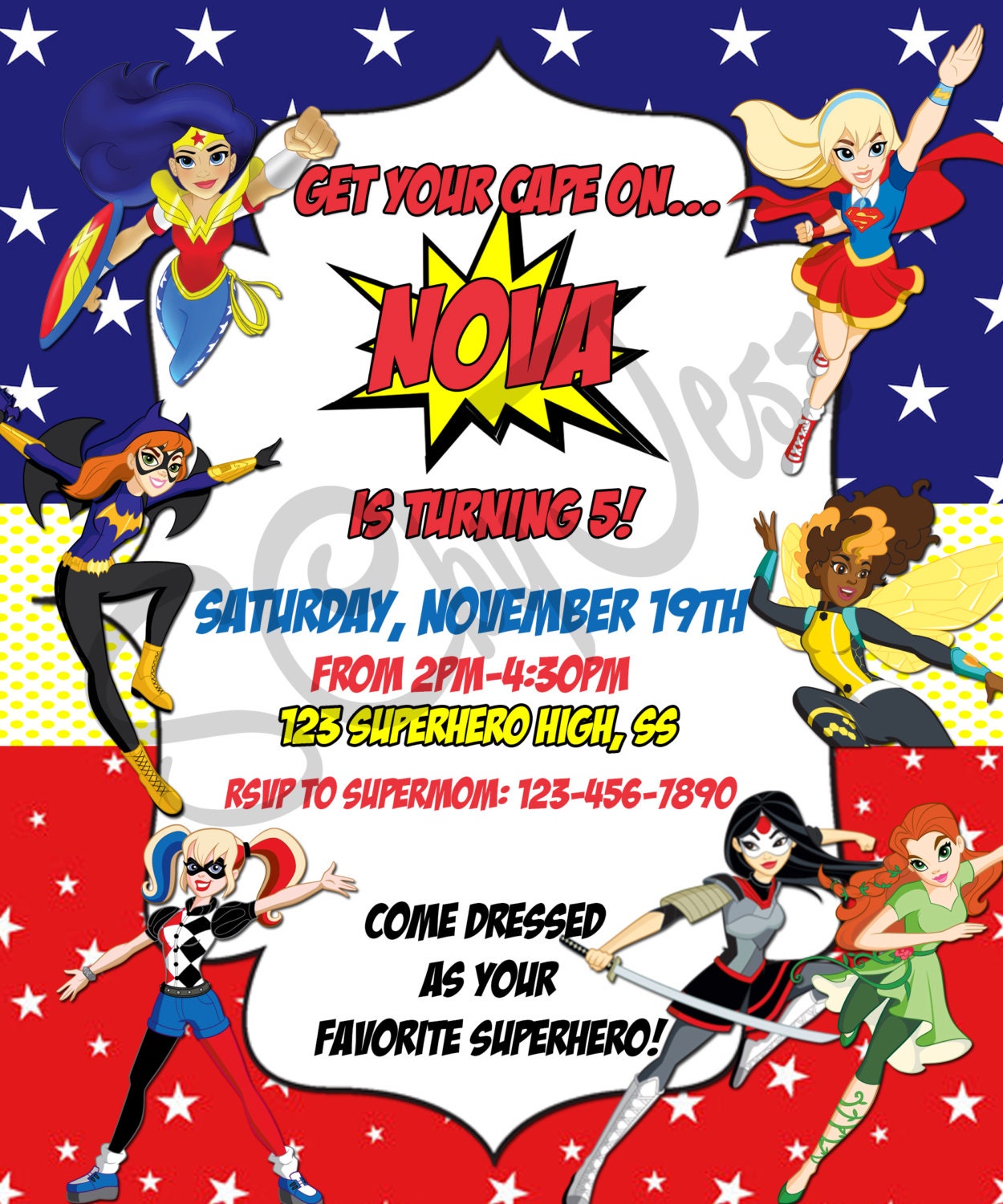 Superhero Girls Invitation - Etsy