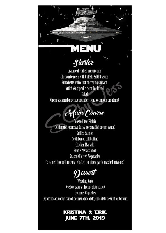 Star Wars Wedding Menu | Etsy
