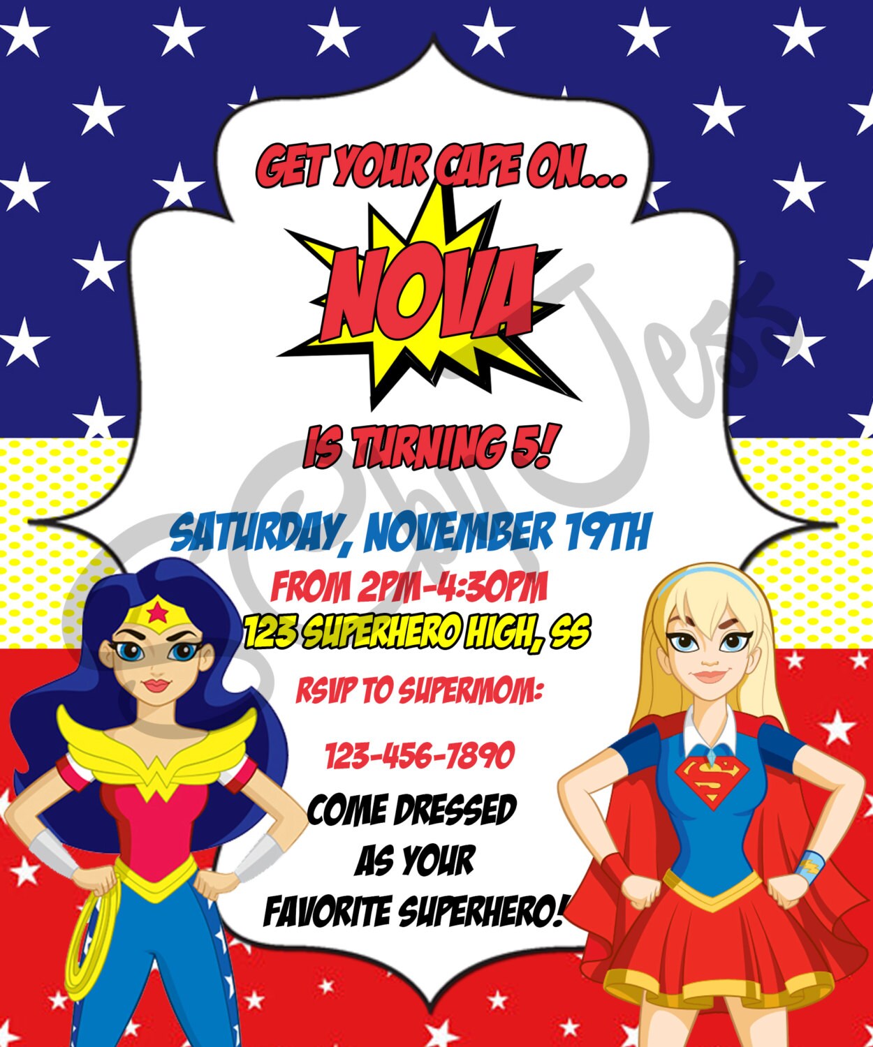 Superhero Girls Invitation - Etsy