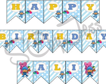 Pocoyo Happy Birthday Banner Customizable - Etsy