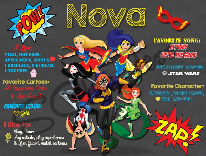 Superhero Girls Chalkboard Sign - Etsy