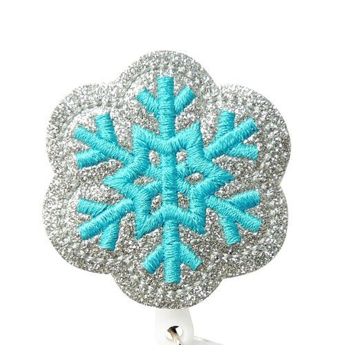 Snowflake Badge Reel Blue Glitter Snowflake Retractable - Etsy