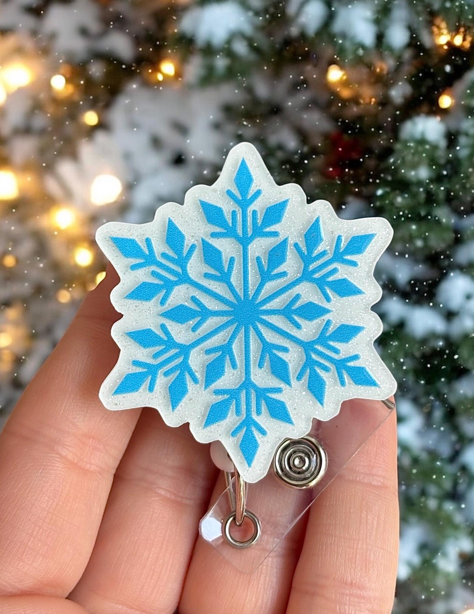 Snowflake Badge Reel - Badge Pull - Badge Clip - Festive Gift for ...