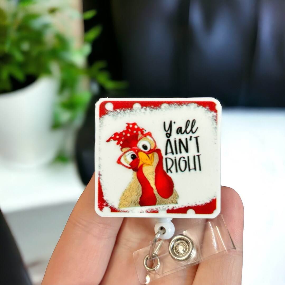 Chicken Badge Reel Retractable Badge Reel Funny Badge Reel Badge Clip ...