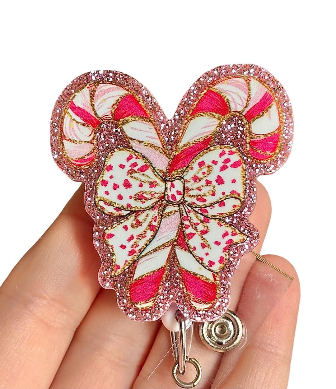 Candy Cane Christmas Badge Reel - Badge Pull - Badge Clip - Festive ...