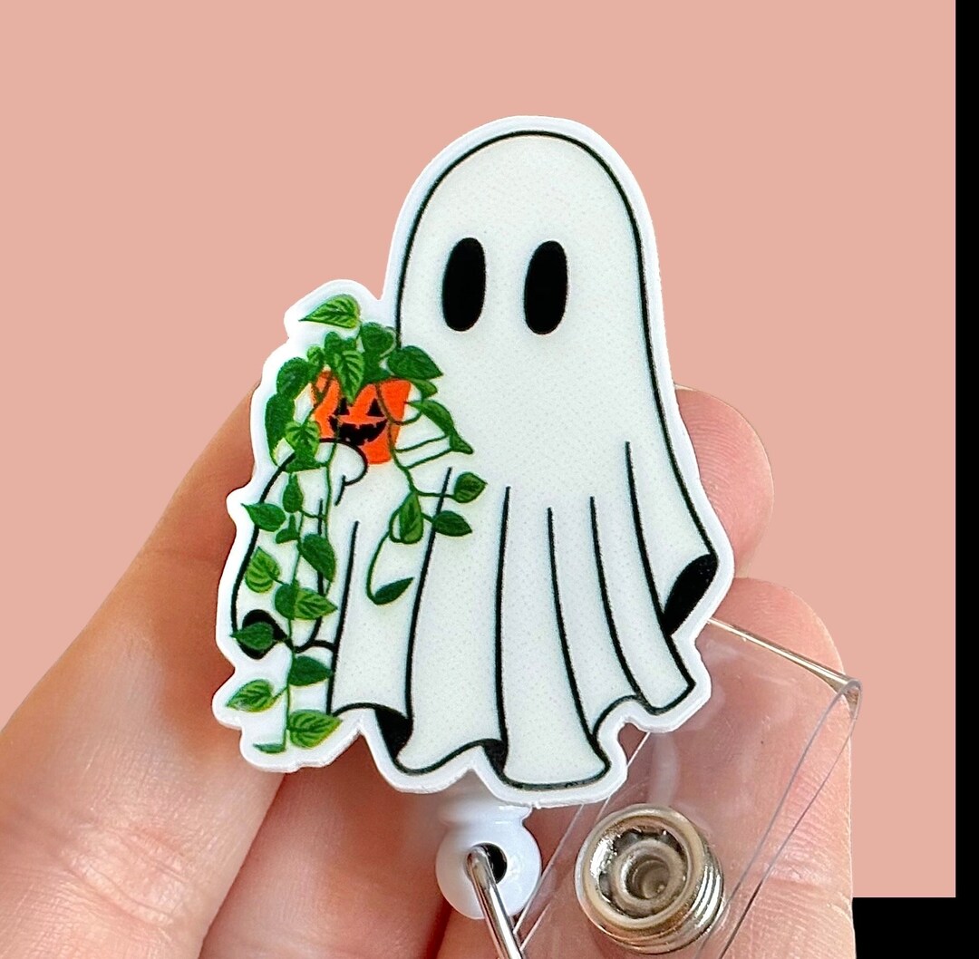 Halloween Badge Reel - Plant Ghost Badge Reel - Badge Pull - Badge ...
