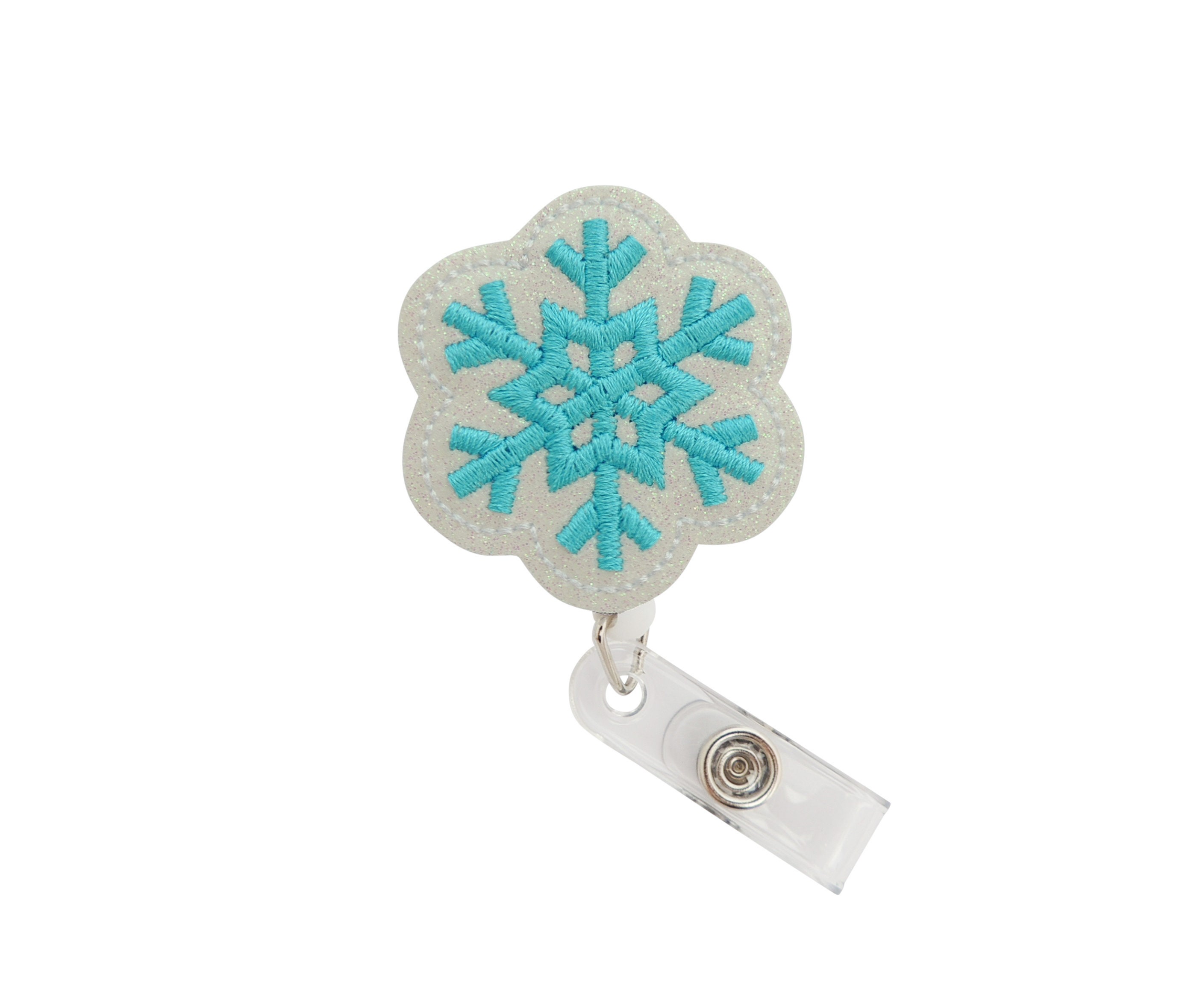 Snowflake badge reel Blue snowflake retractable badge reel | Etsy