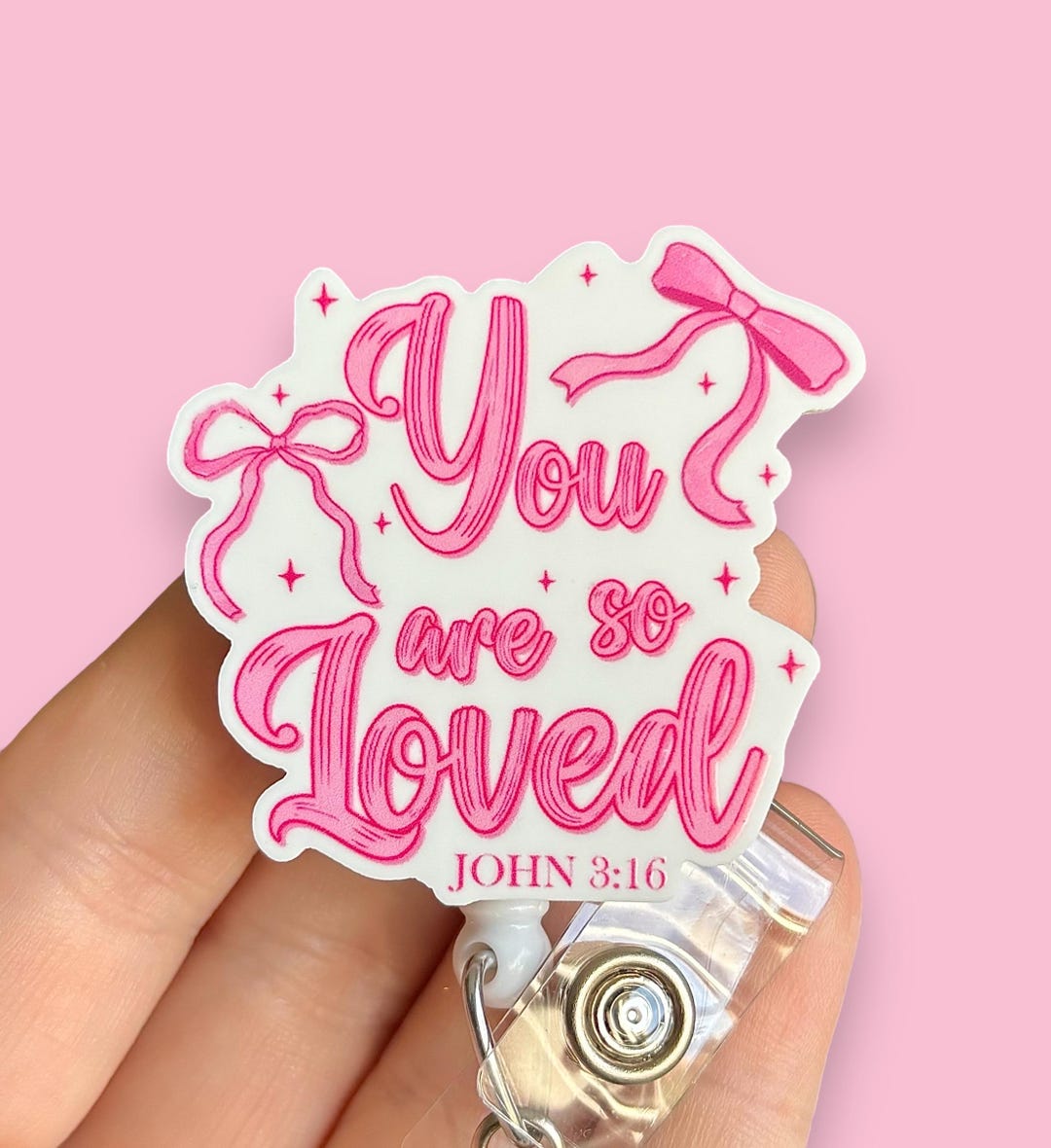 You Are so Loved Badge Reel - Pink Bow Badge Reel - Nurse Badge Pull ...