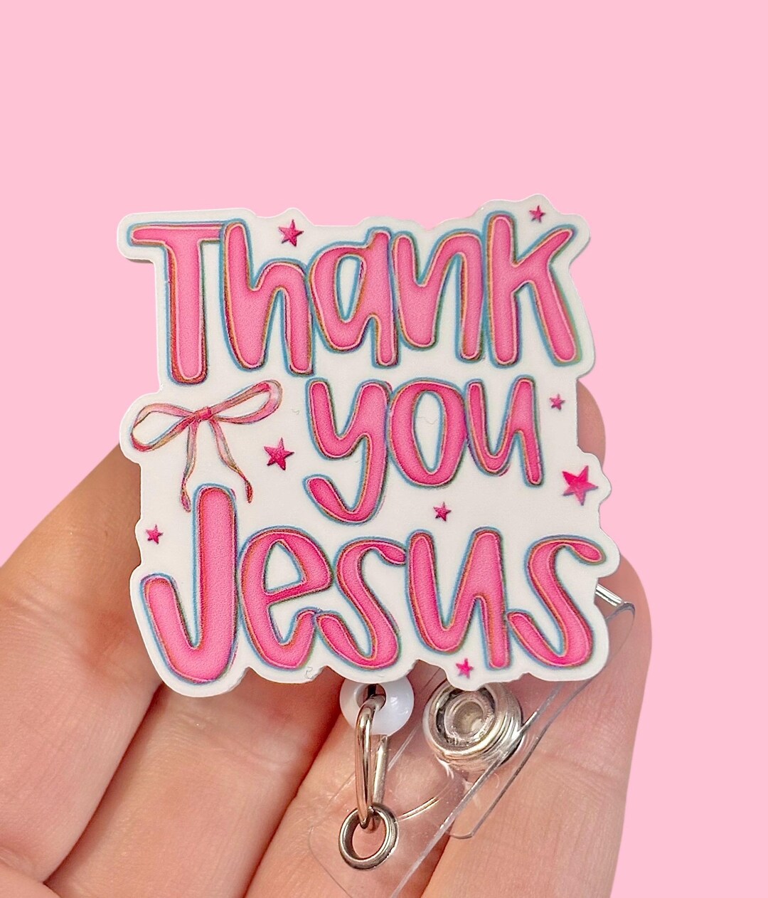 Thank You Jesus Badge Reel - Cute Badge Reel - Badge Clip - Badge Pull ...