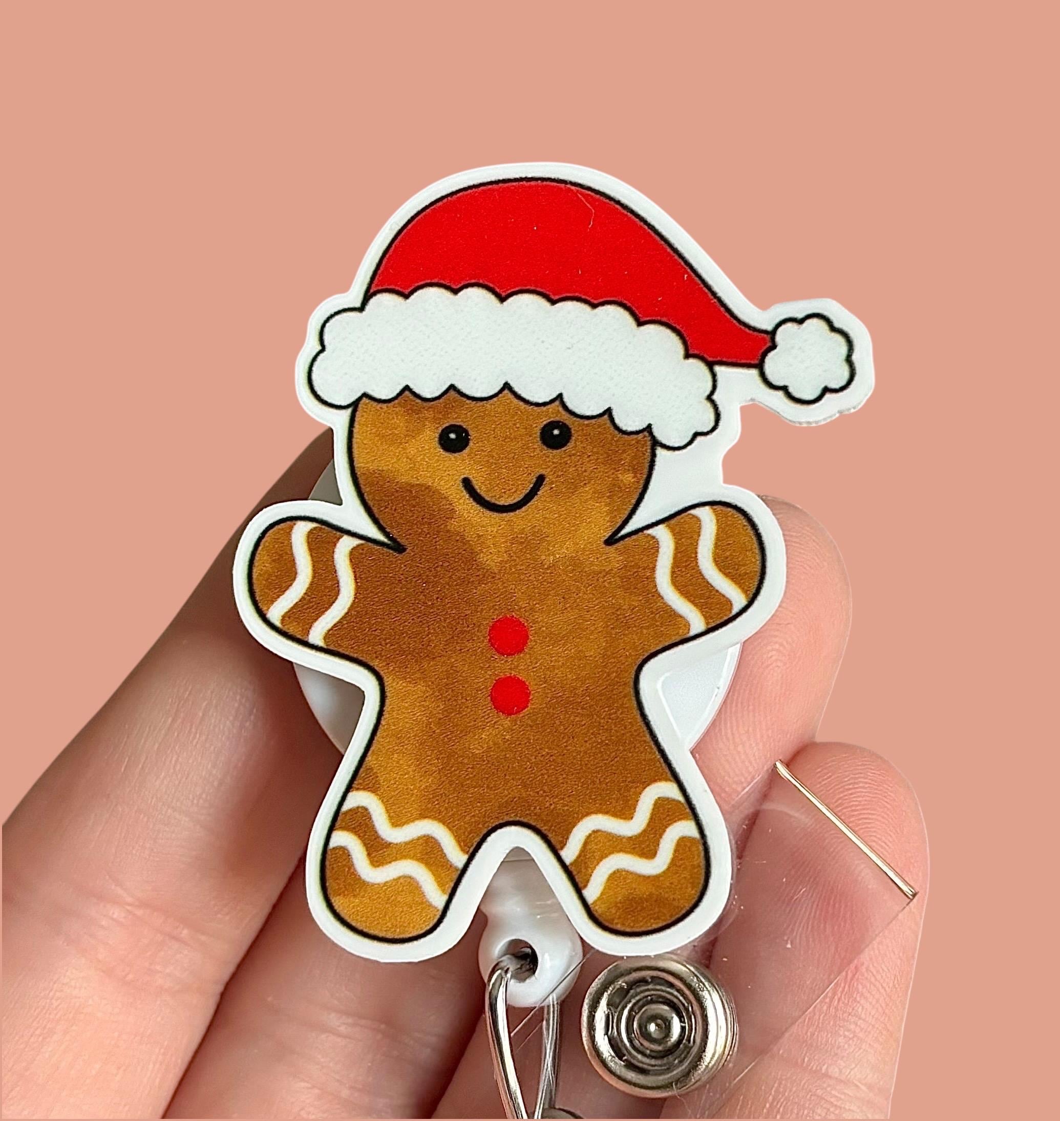 Christmas Gingerbread Badge Reel - Nurse Badge Reel - Badge Clip ...